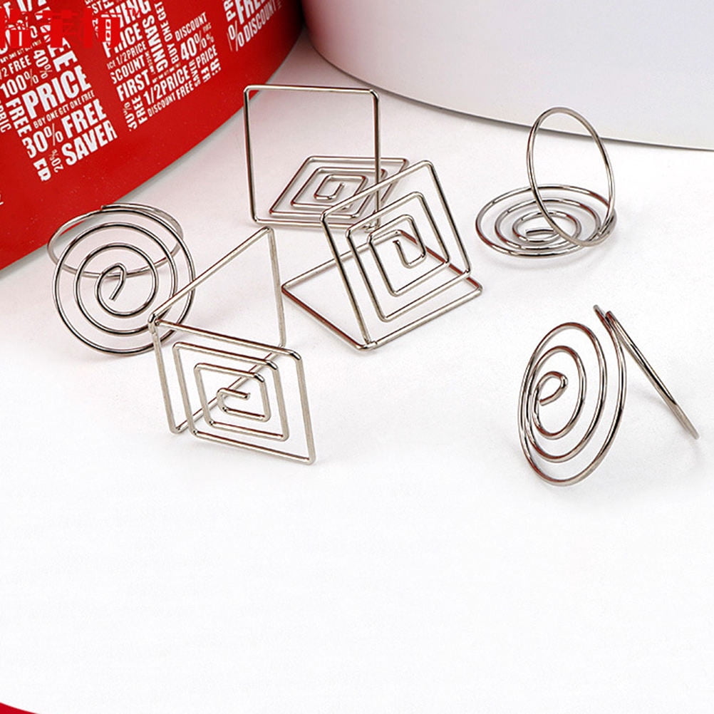 OUNONA Elegant Metal Ring Shaped Memo Holder for Desk Silver Sturdy ...