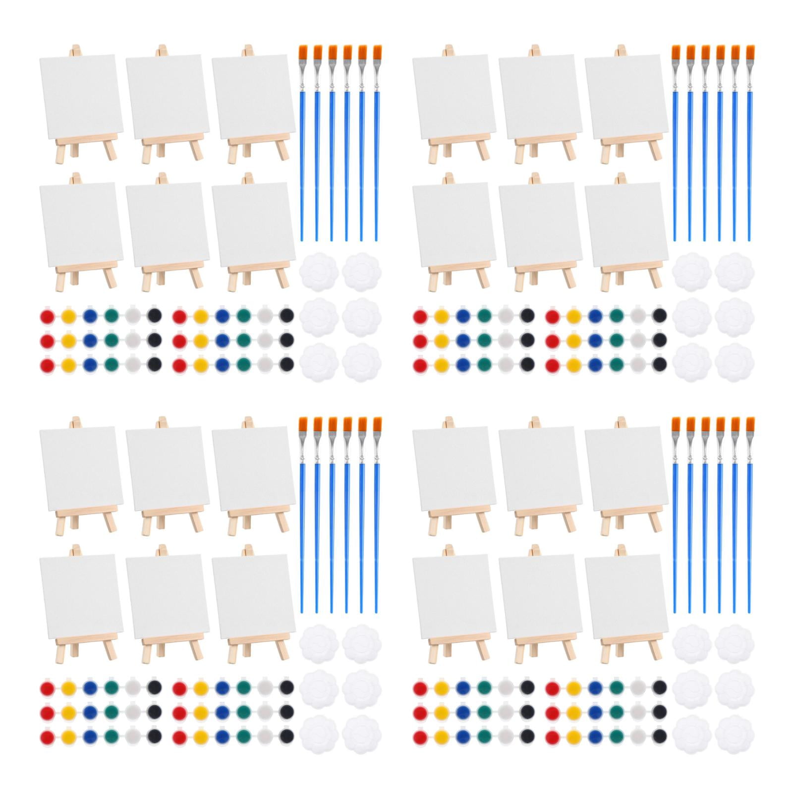 OUNONA 24 Sets Mini Painting Kit Small Canvas Kit Tabletop Wood Easels ...