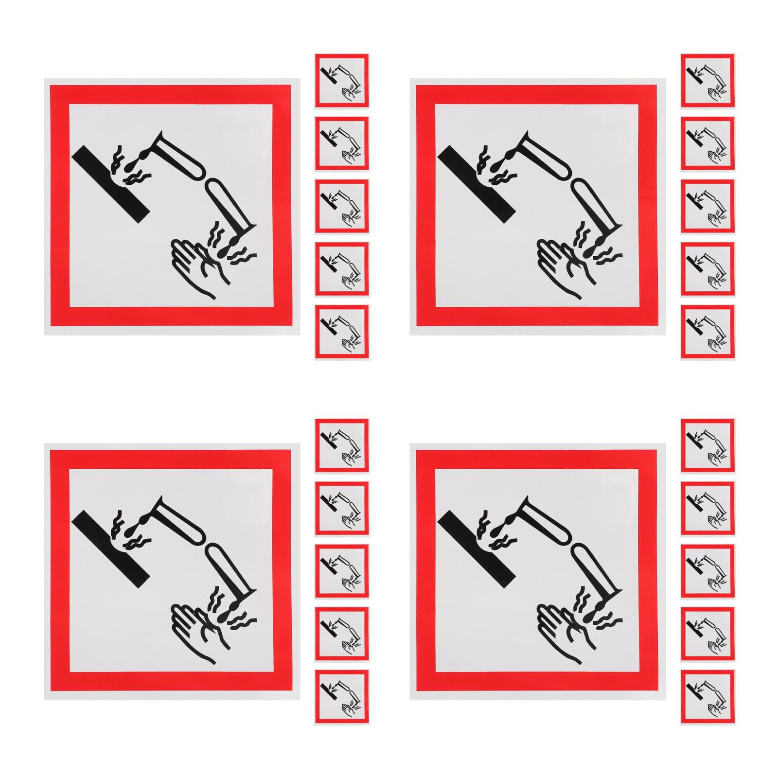 OUNONA 24 pcs Self Adhesive Corrosive Safety Label Sticker Decal for ...