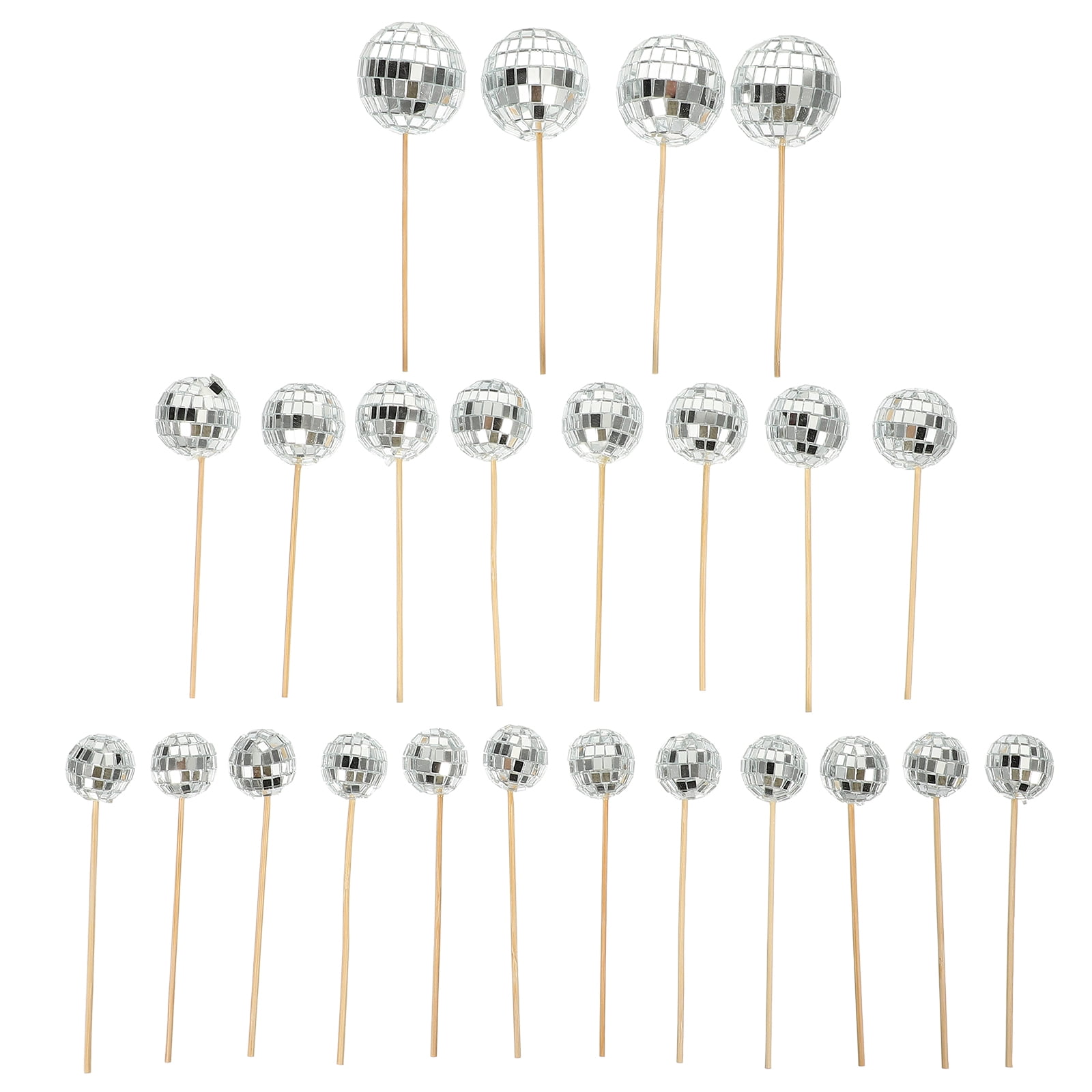 OUNONA 24pcs Cupcake Insert Cake Topper 70s Disco Ball Cake Toppers ...