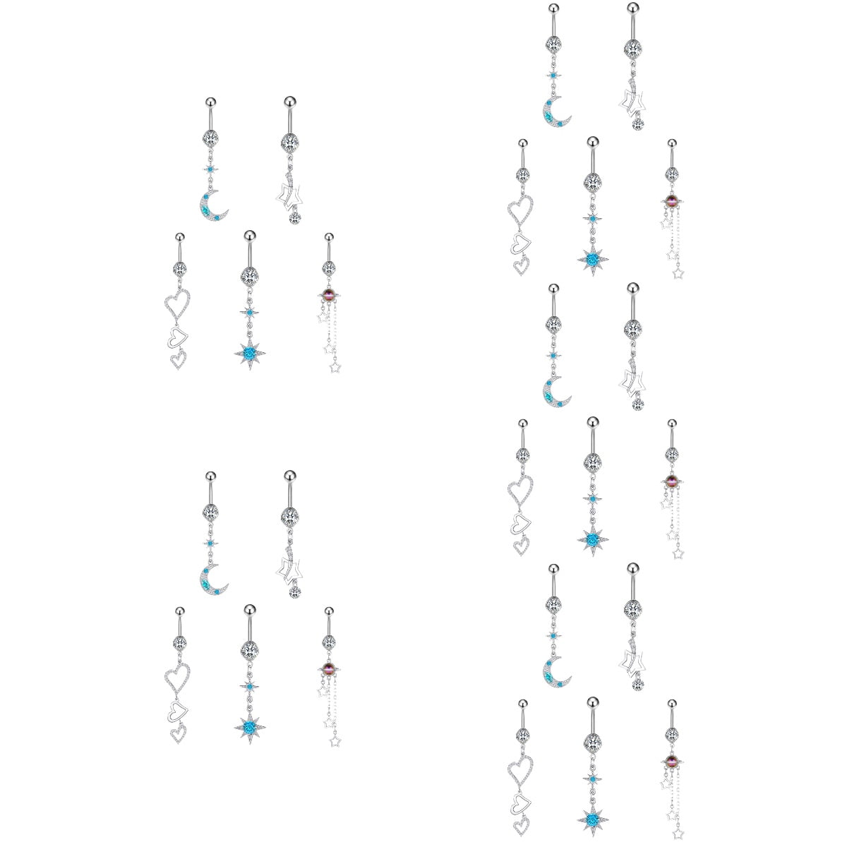 OUNONA 25 pcs Dangle Belly Button Rings Long Dangle Navel Ring Belly ...