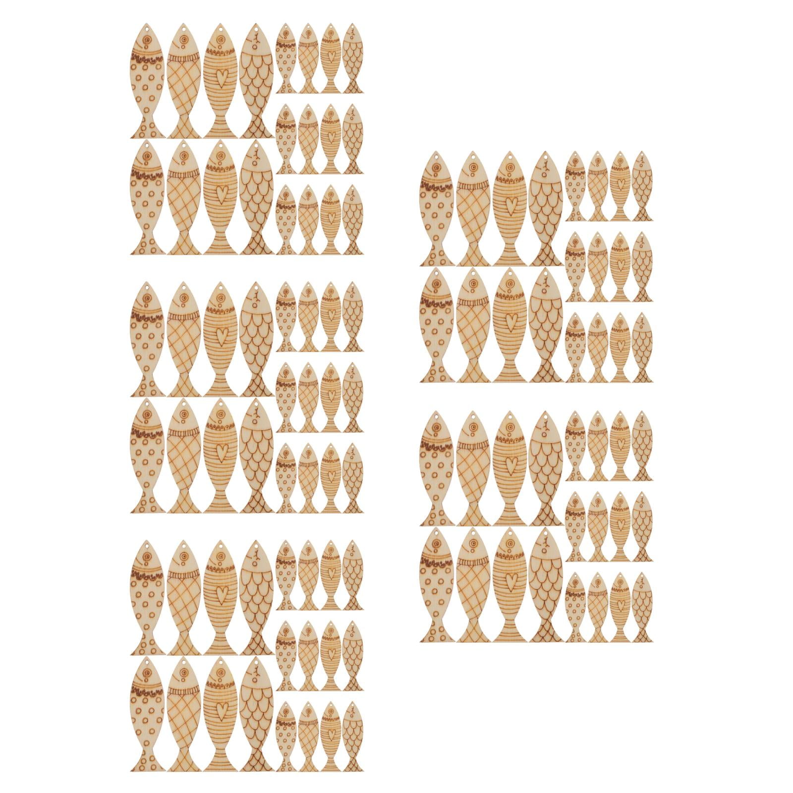 OUNONA 250 pcs Wooden Fish Cutout Hanging Ornaments Fish Shape Cutout ...