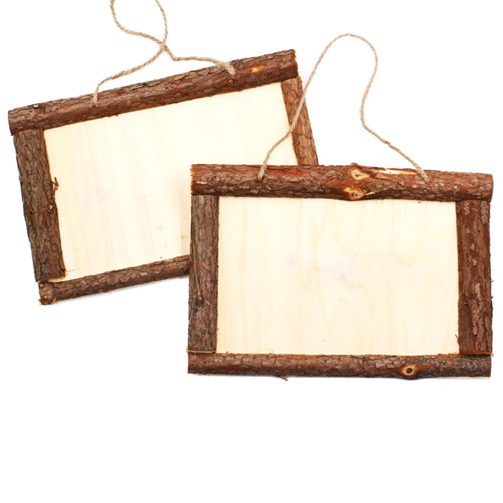 OUNONA 2PCS DIY Bark Photo Frame Natural Wooden White Embryo Picture ...