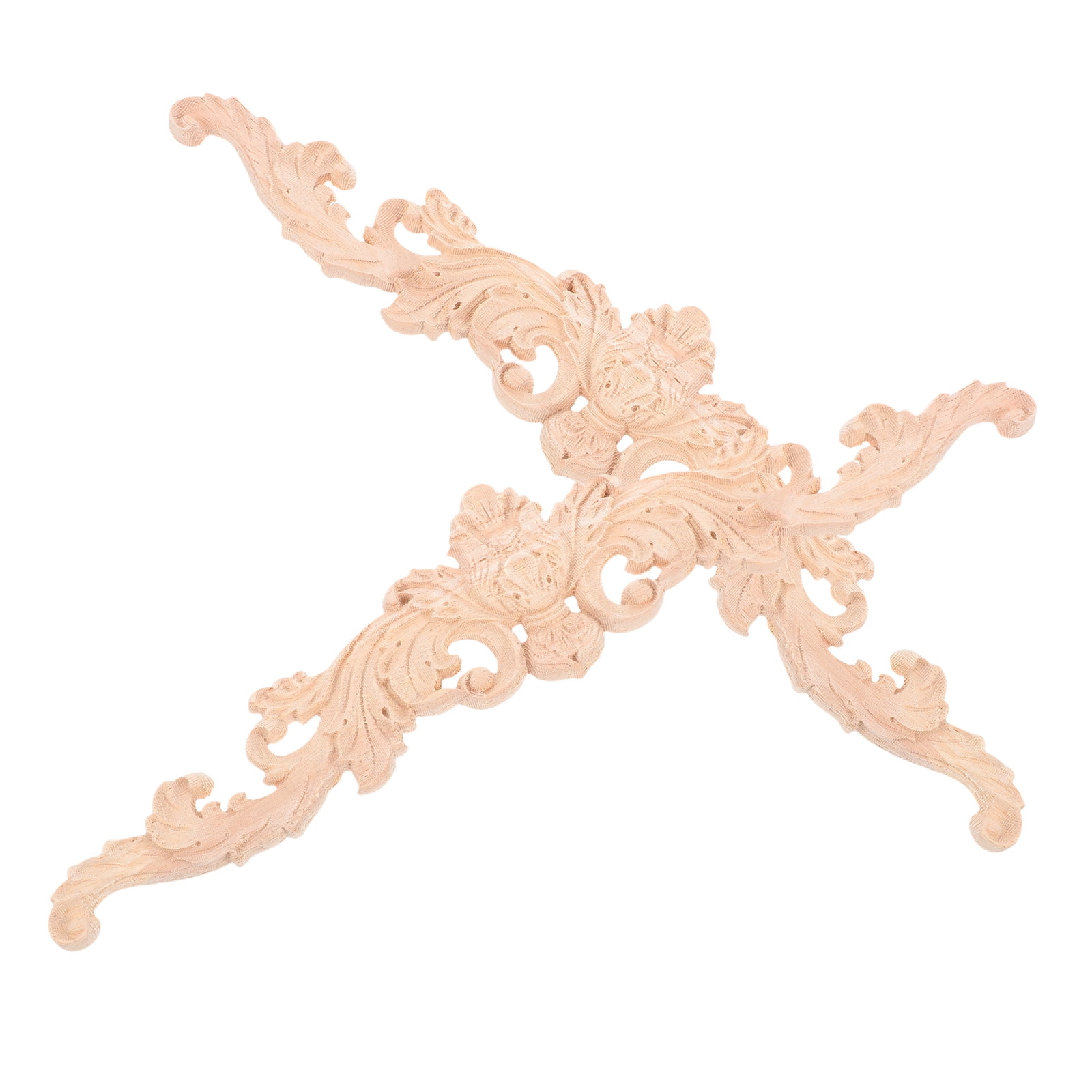 OUNONA 2PCS Wood Appliques Flower Pattern Onlay Wood Carving Applique ...