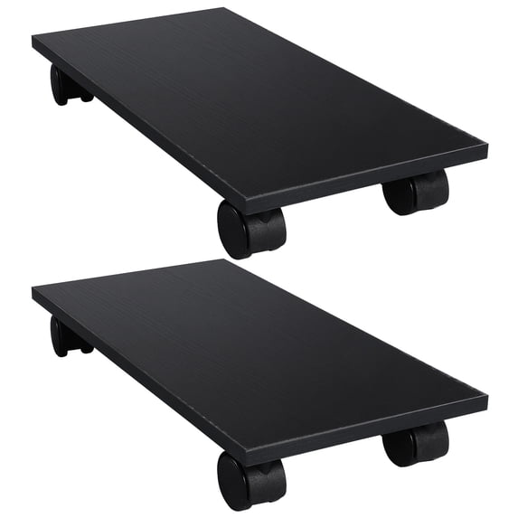 OUNONA 2Pcs Black Computer Tower Cart with Wheels, Space Saving Wood ...