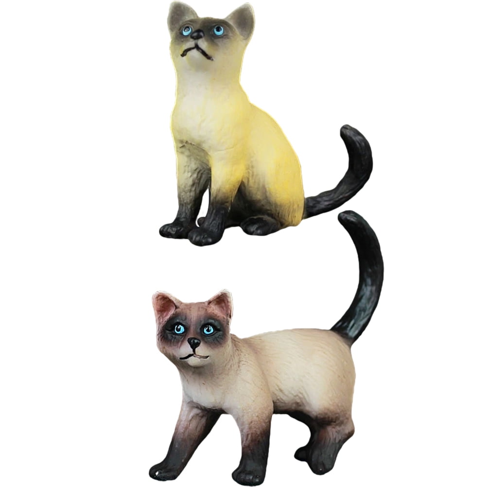 OUNONA 2Pcs Faux Cat Sculptures Decorative Cat Figurines Miniature Cat ...