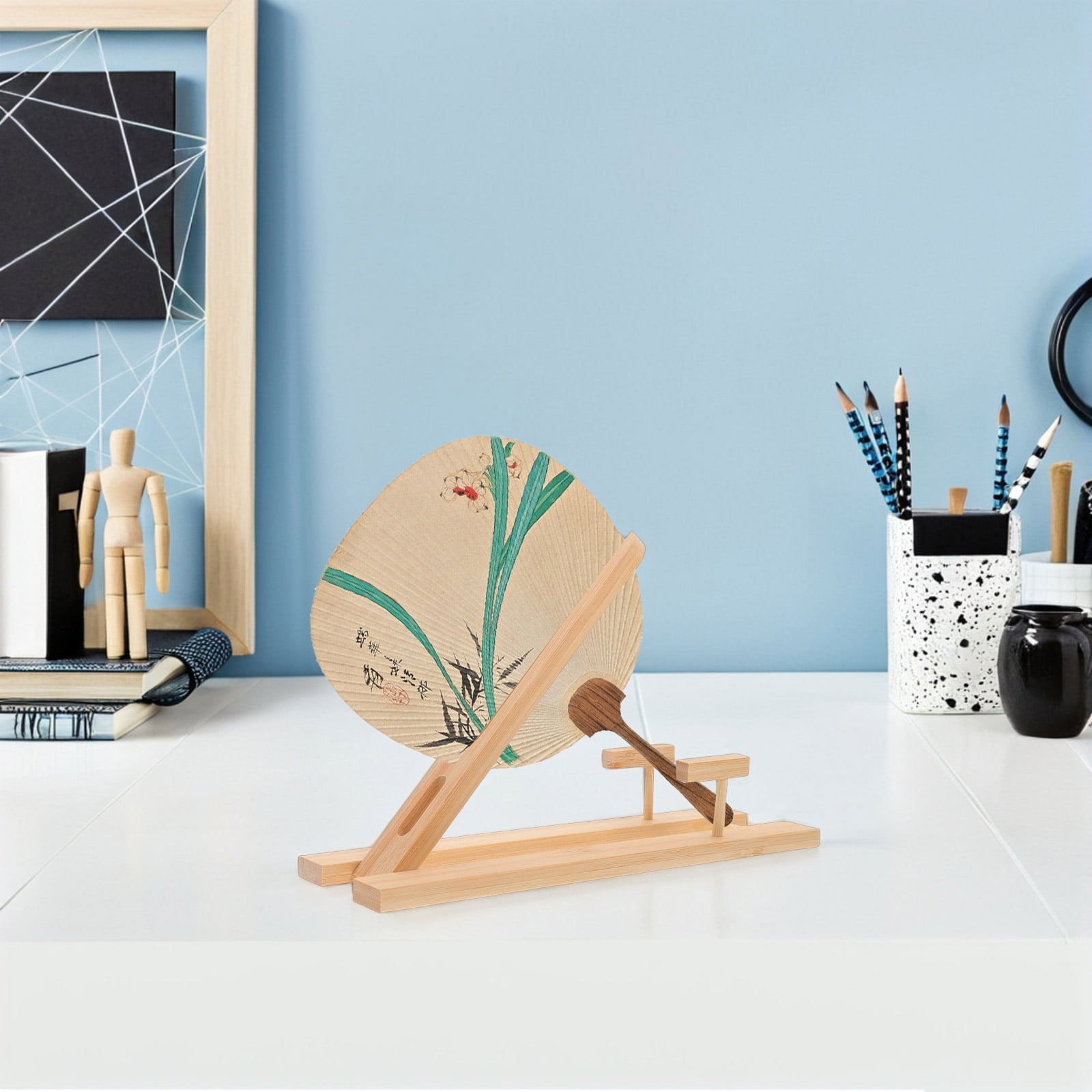 OUNONA 2-Pack Japanese Wooden Fan Display Stand Elegant Organizer for ...