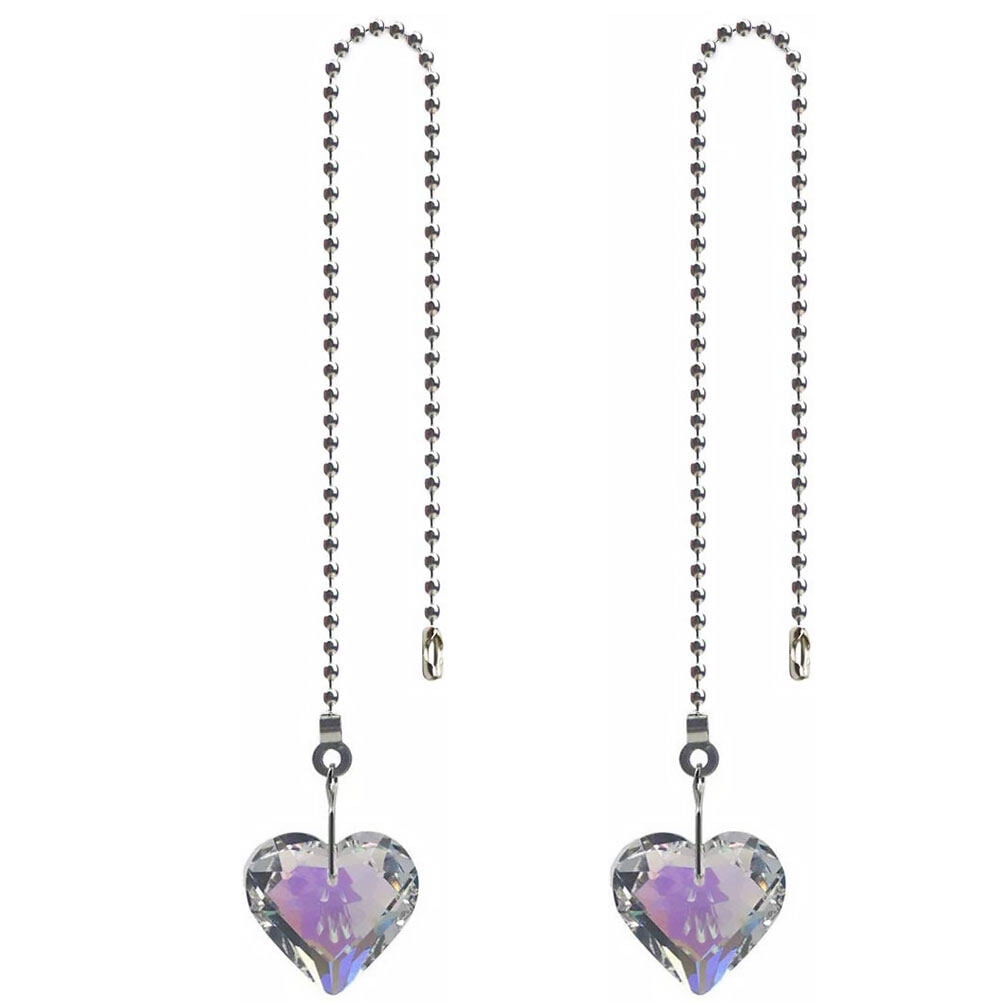 OUNONA 2Pcs Heart Prisms Crystal Pendant Ceiling Fan Pull Chain Switch ...