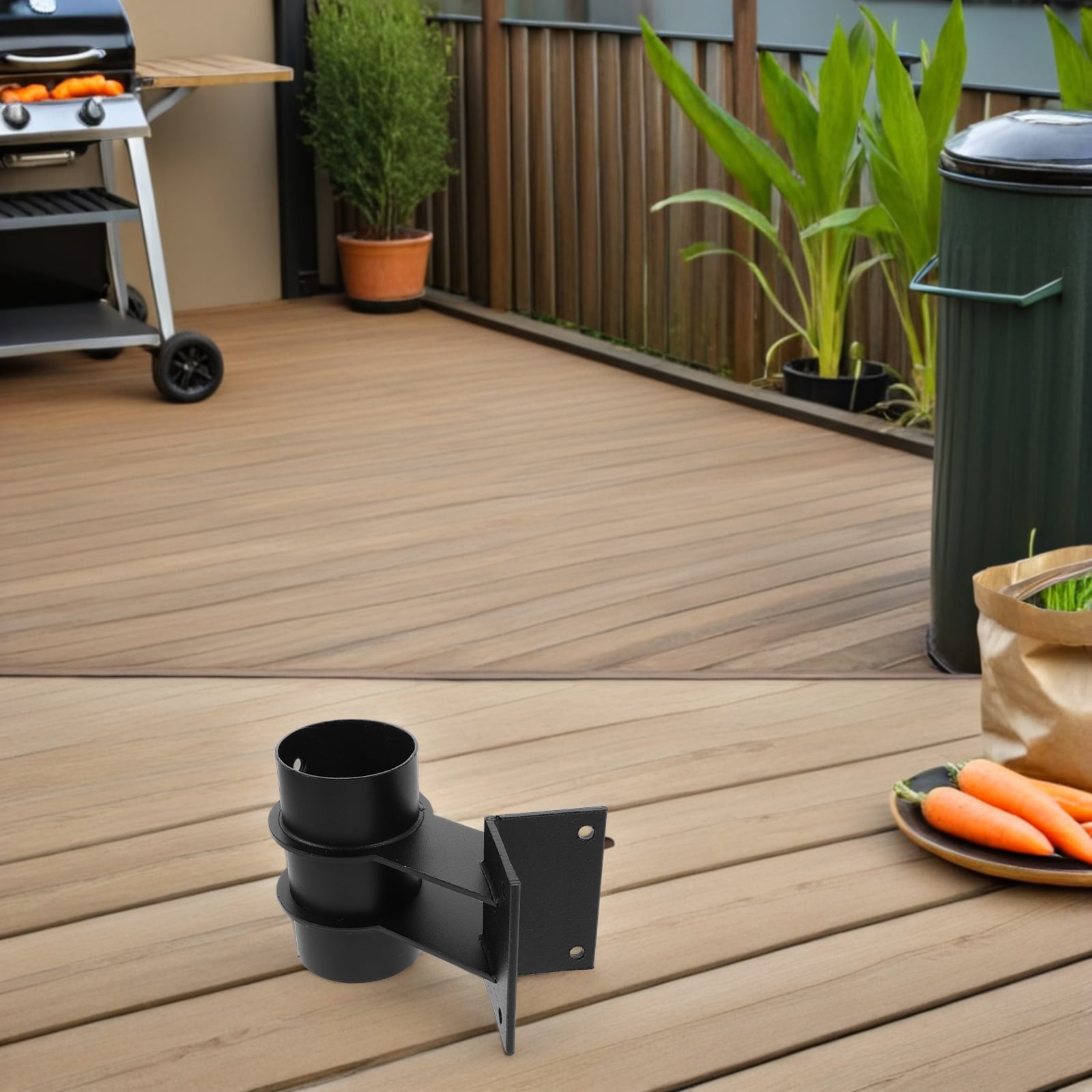 OUNONA Outdoor Umbrella Stand Bracket Black Carbon Steel for Terrace ...