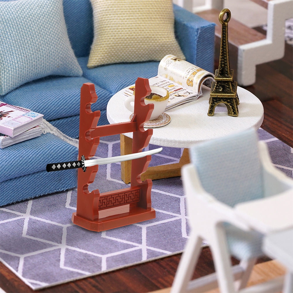 OUNONA 2Pcs Mini Sword Stand Multi Layer Display Stand Holder Standing Sword Rack Toy Model ...