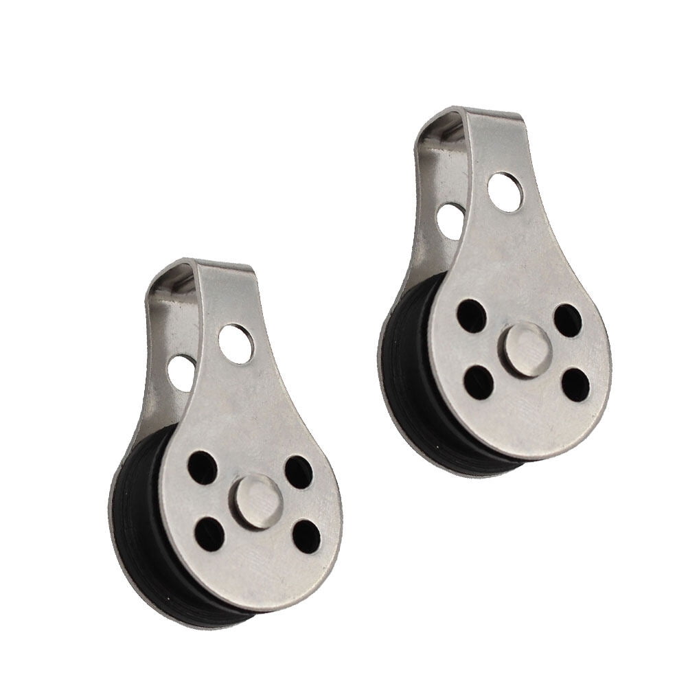 OUNONA 2Pcs Nylon Rope Single Pulley Stainless Steel Boat Pulley Tackle ...