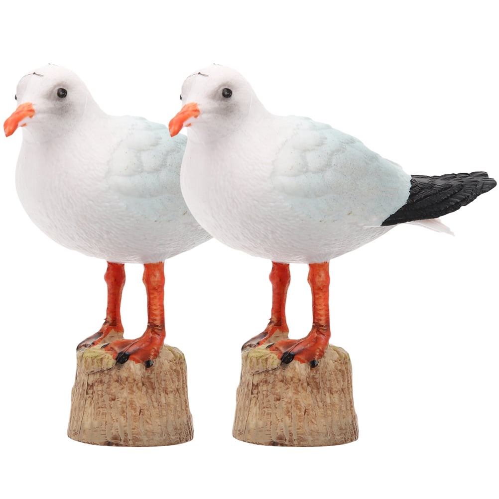 OUNONA 2Pcs Seagull Bird Statue Lifelike Coastal Bird Decor Cafe ...