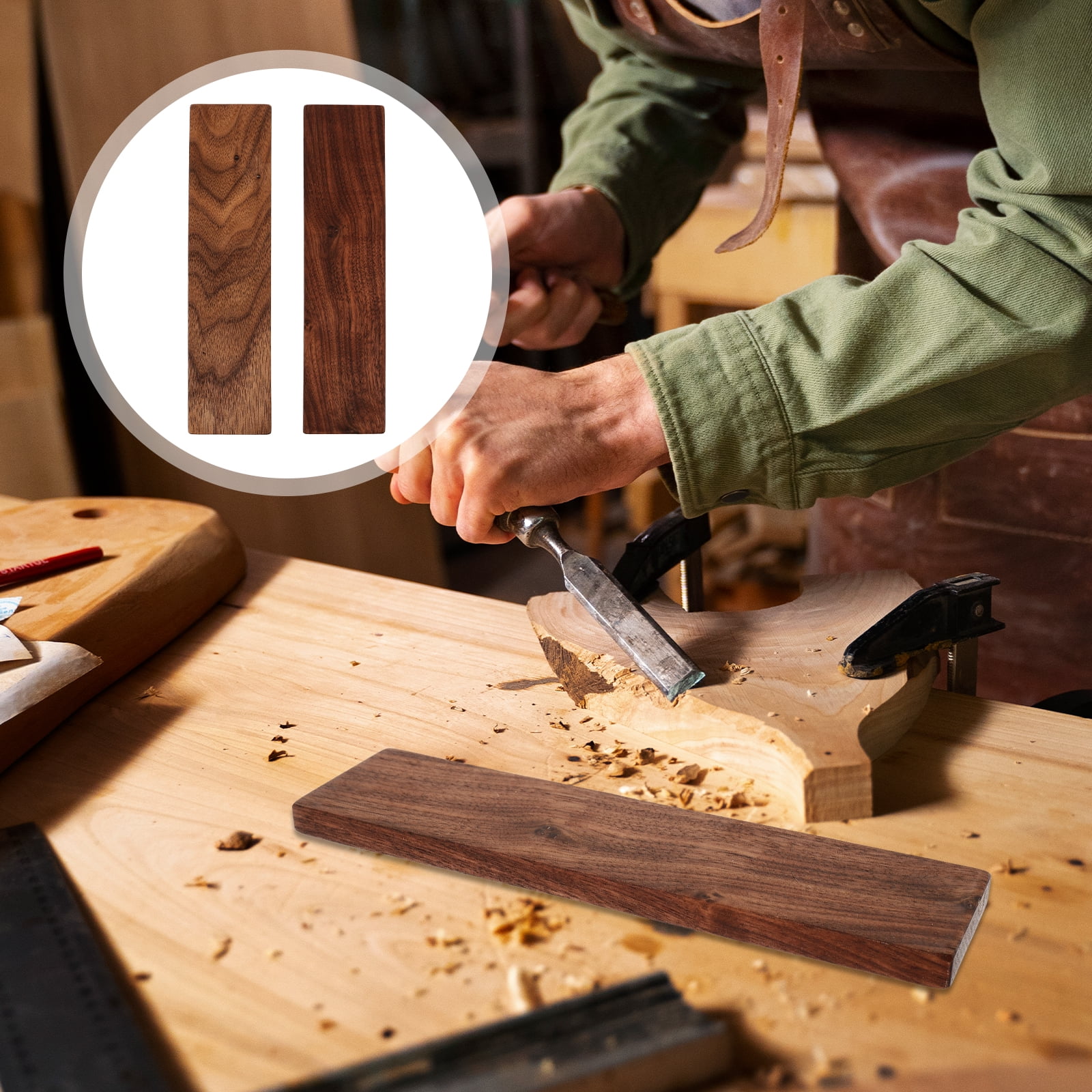 Homoyoyo 2-Pack Dark Brown Rectangle Unfinished Wood Craft Blocks for ...