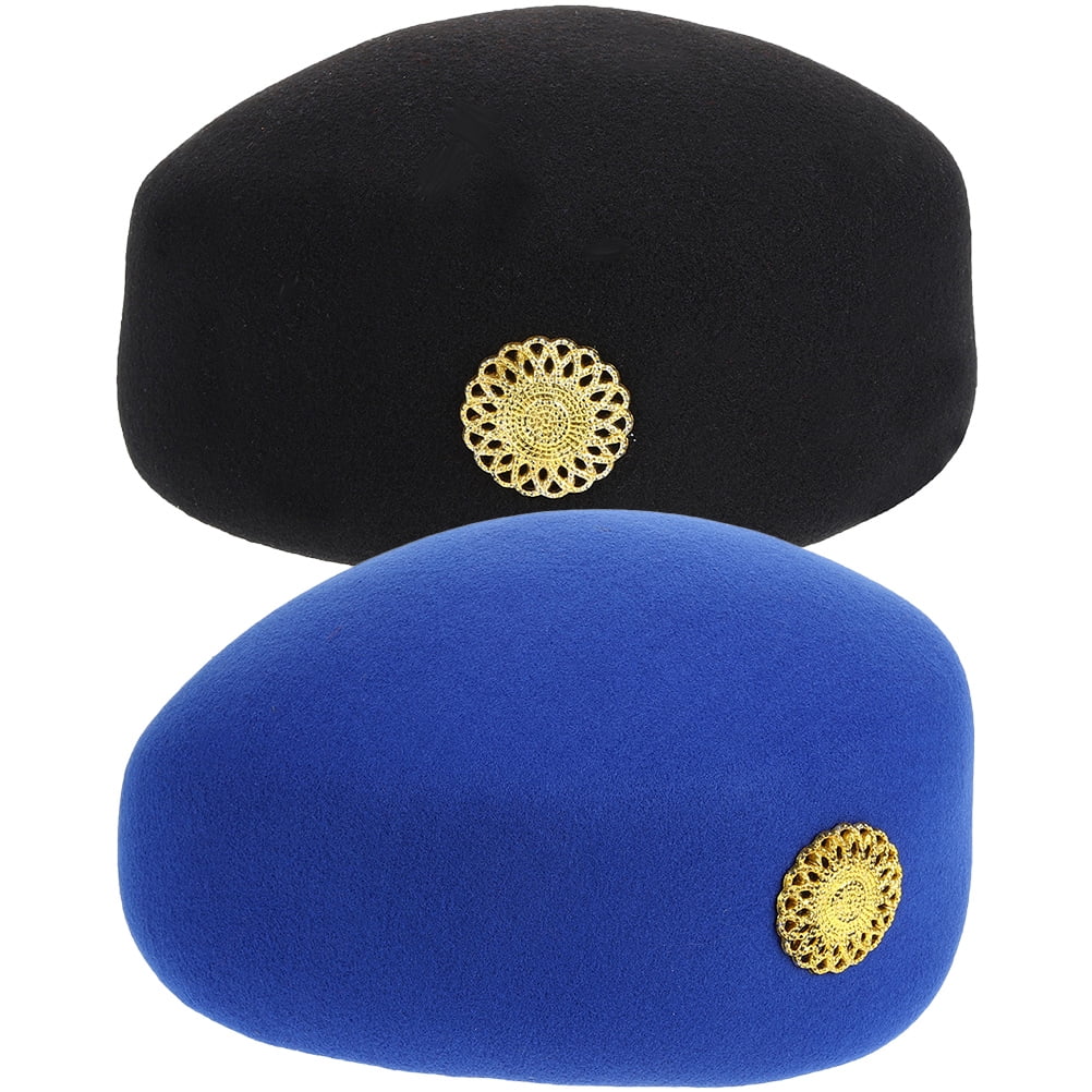 OUNONA 2Set Beret Shape Stewardess Hat for Airline Stewardess Design ...