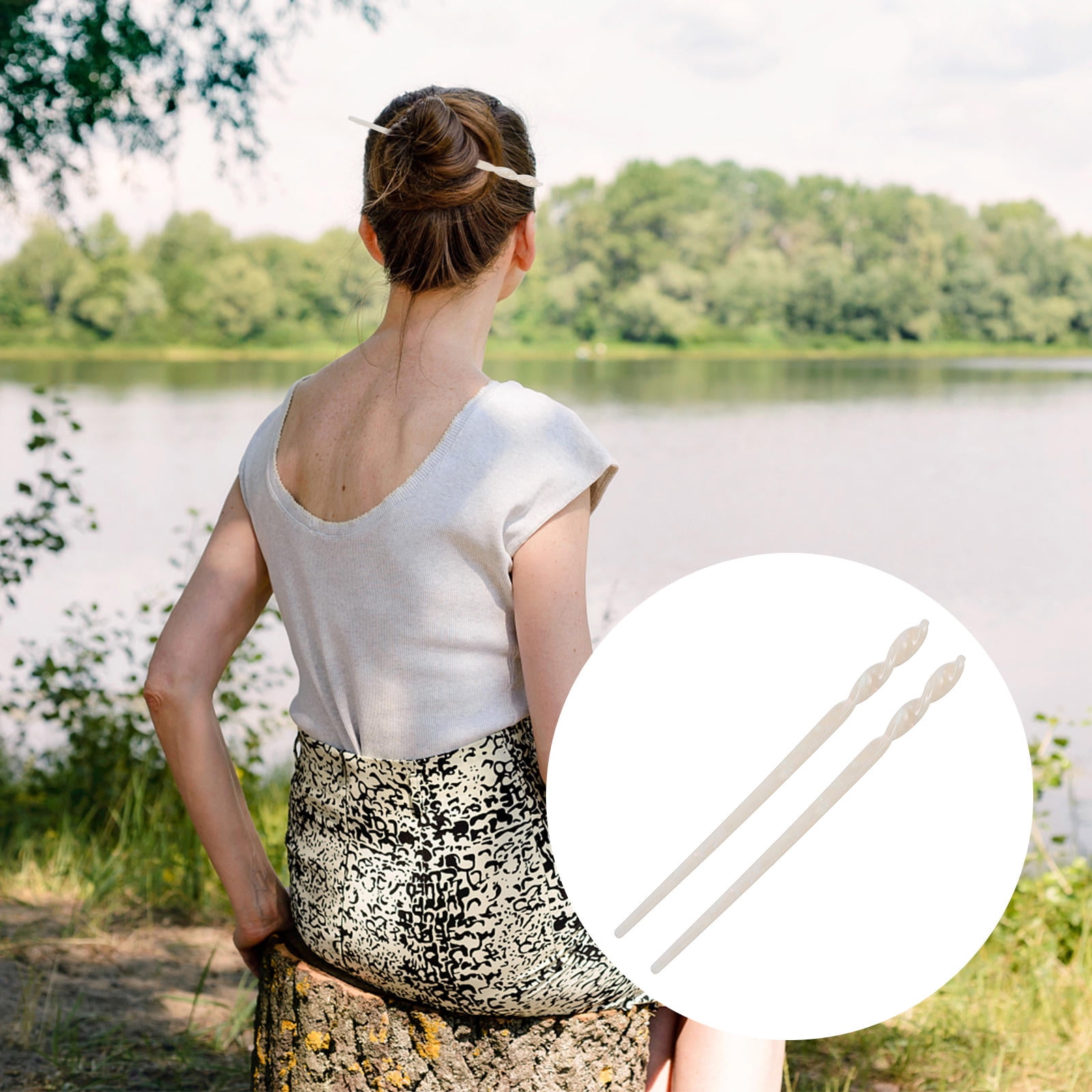 OUNONA 2Pcs Chopsticks for Hair Updo Hairpin Plastic for Women ...