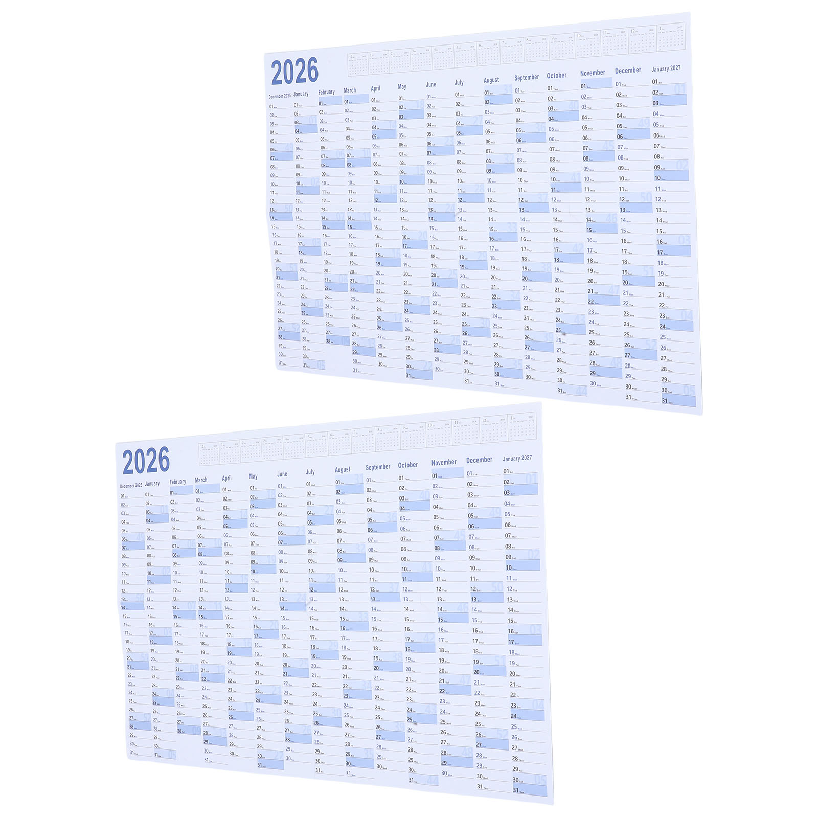 OUNONA 2Sets Large Minimalist Blue 2026 Year Wall Planner Writable ...