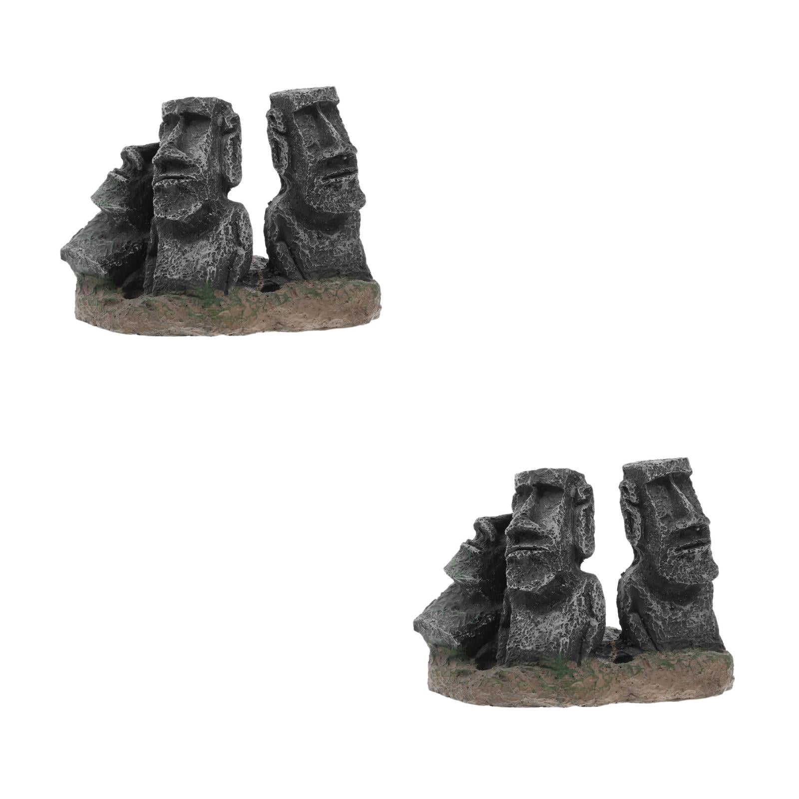 OUNONA 2pcs Aquarium Easter Island Head Decoration Fish Tank Moai ...