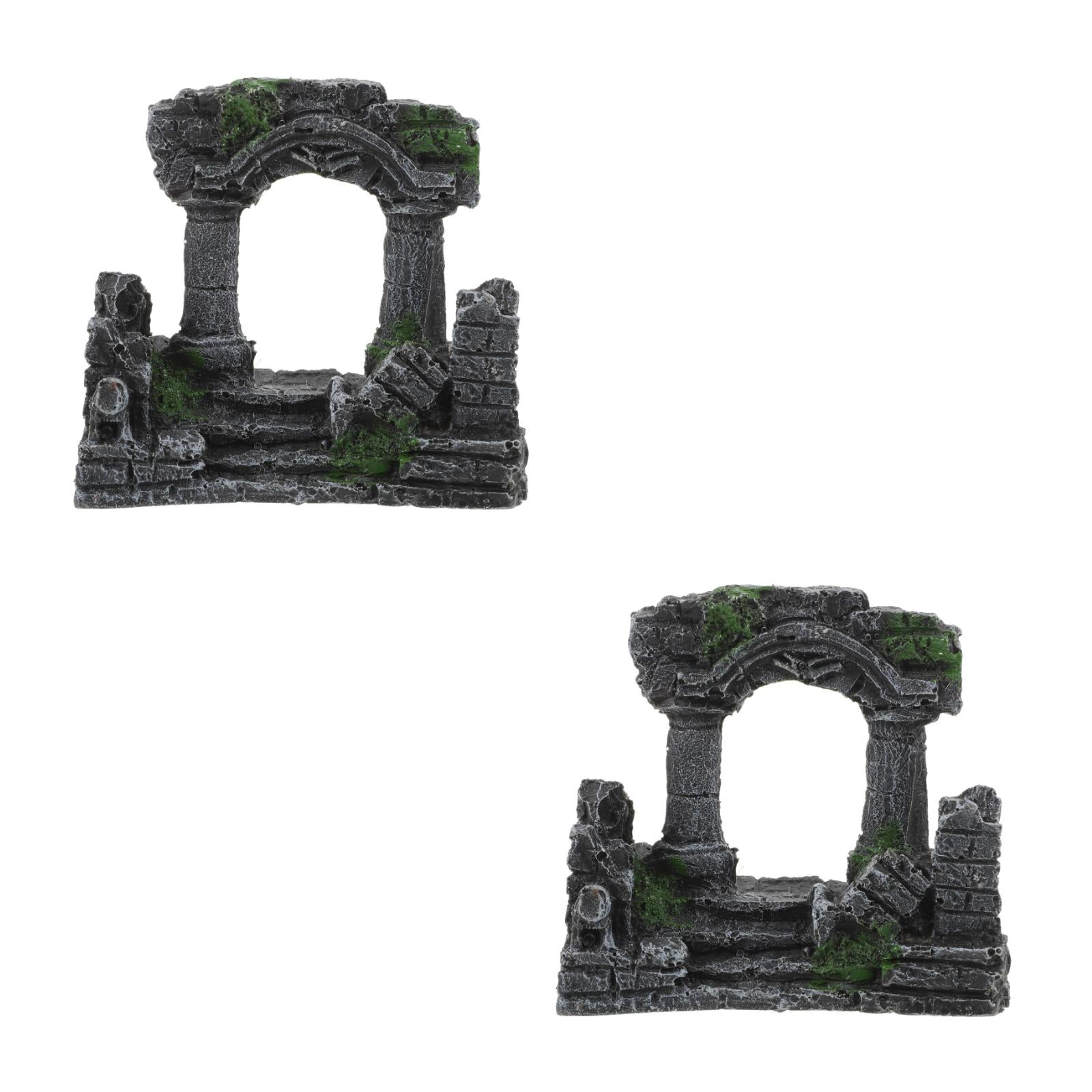 OUNONA 2pcs Artificial Roman Column Ruins Castle Two-Columns Aquarium ...