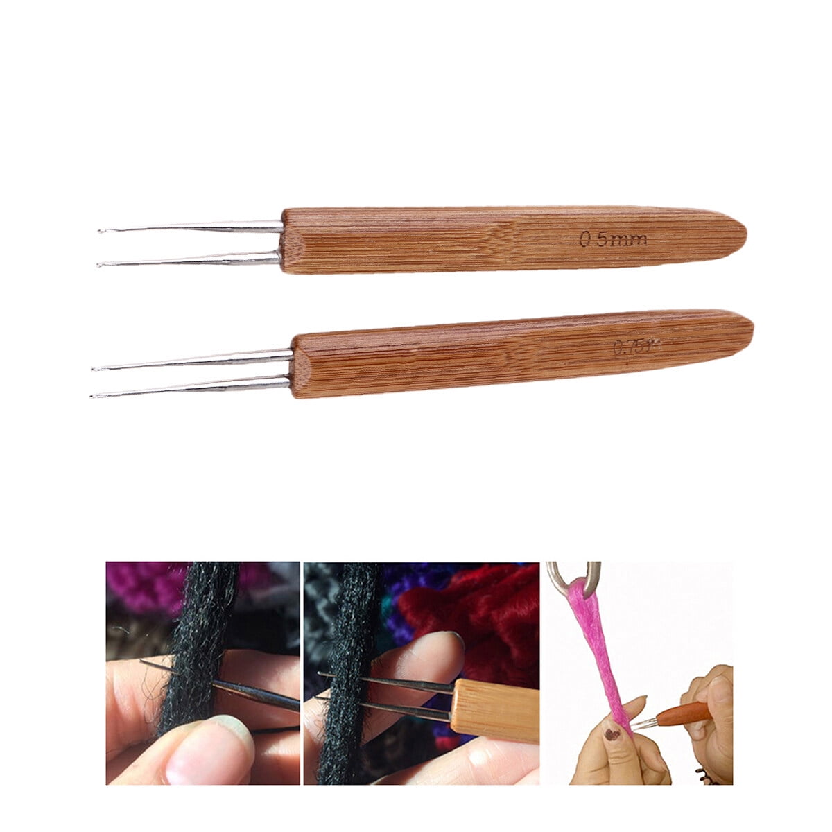 OUNONA 2pcs Bamboo Crochet Hook Dreadlocks Crochet Hooks Dreadlocks ...