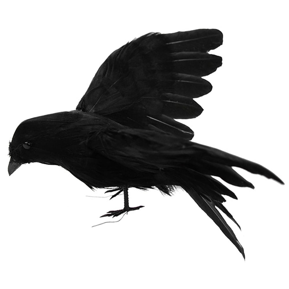 OUNONA 2pcs Crows Decoration Black Feathered Crows Realistic Crow Props ...