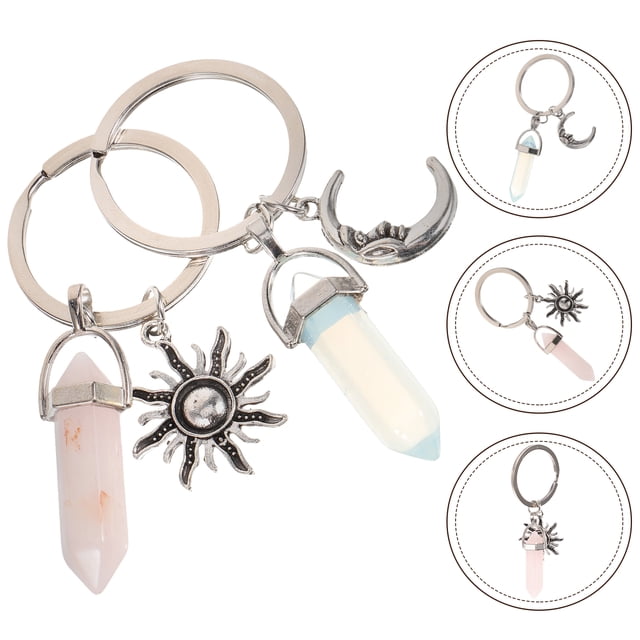 OUNONA 2pcs Delicate Metal Key Chain Creative Keychain Moon Shaped ...