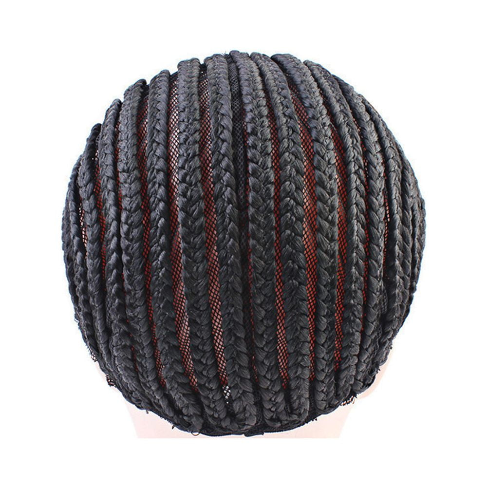 OUNONA 2pcs Easier Sew Black Cornrow Braids Crochet Wig Caps Elastic ...