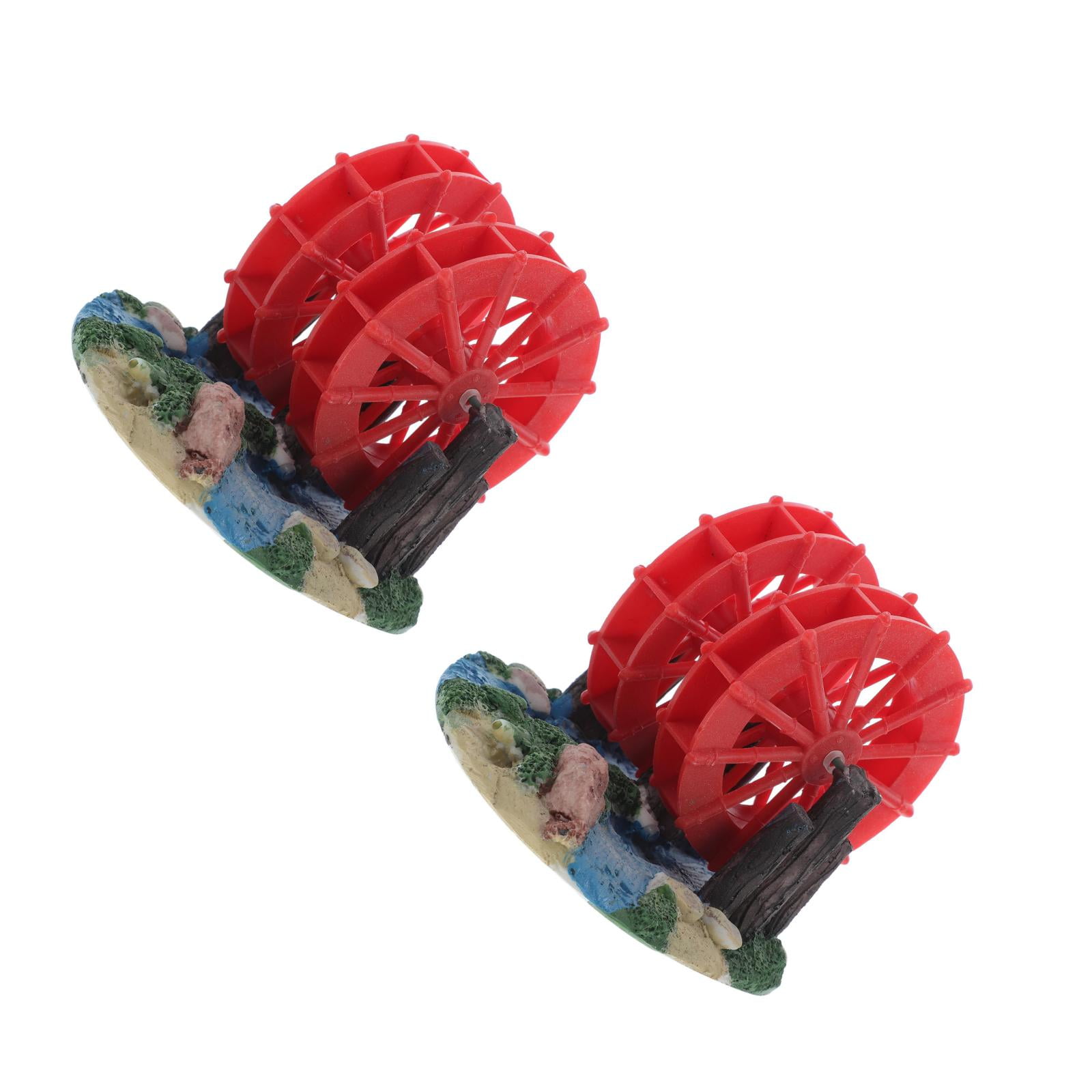 OUNONA 2pcs Fish Tank Fountain Wheels With Artificial Rockery Micro ...
