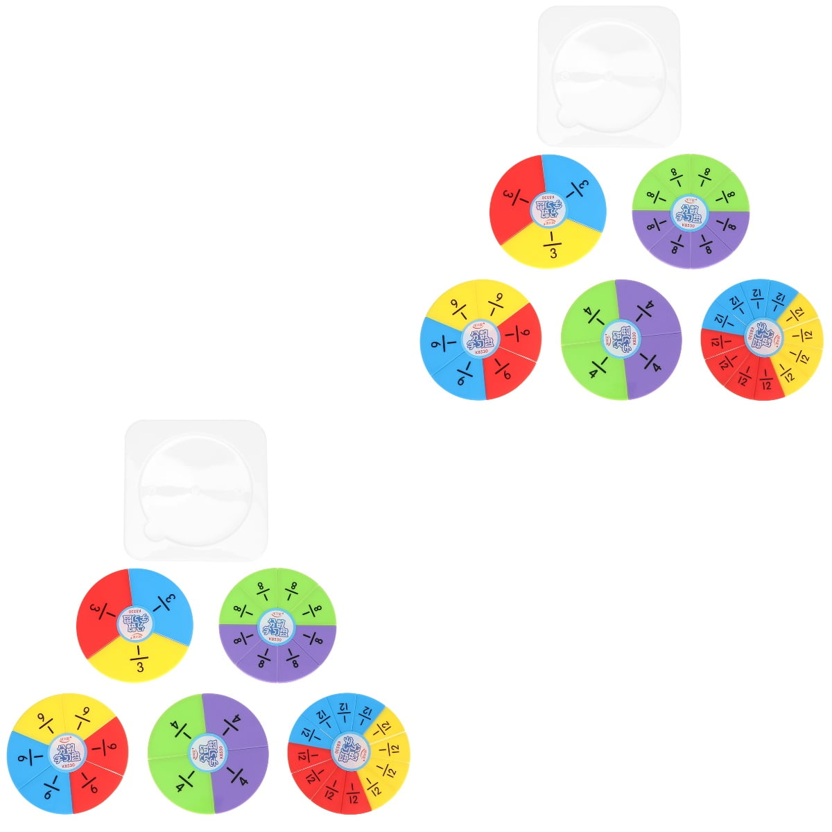 OUNONA 2pcs Fraction Circles Set Fraction Pieces Educational Math ...