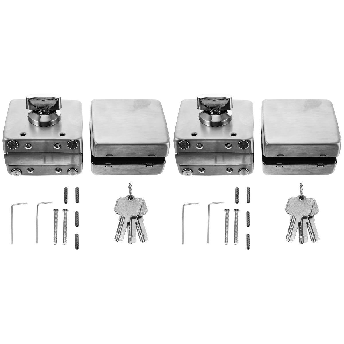 OUNONA 2pcs Frameless Glass Door Lock Brushed Finish Stainless Steel ...