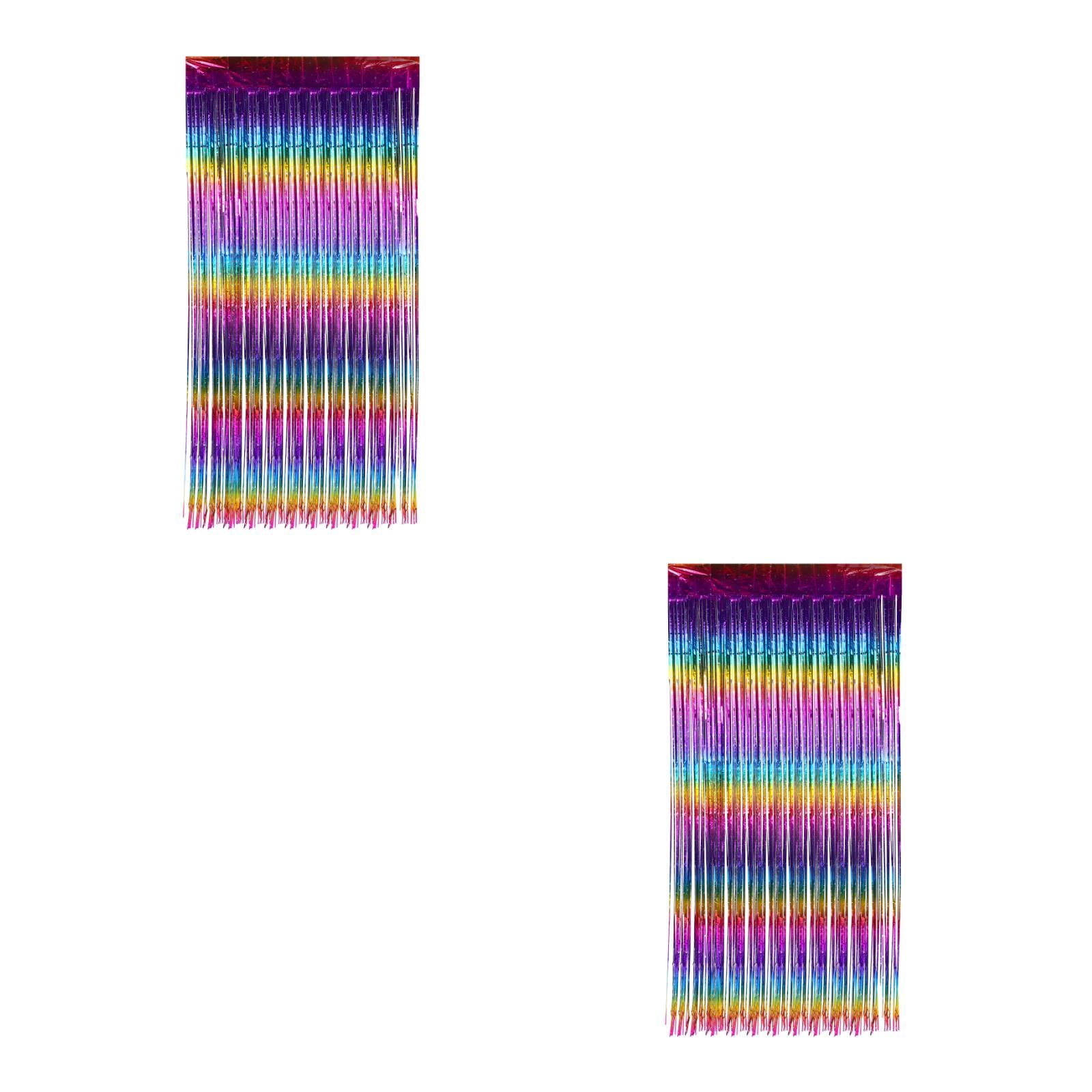 OUNONA 2pcs Fringe Backdrops Colorful Fringe Party Backdrop Curtains ...