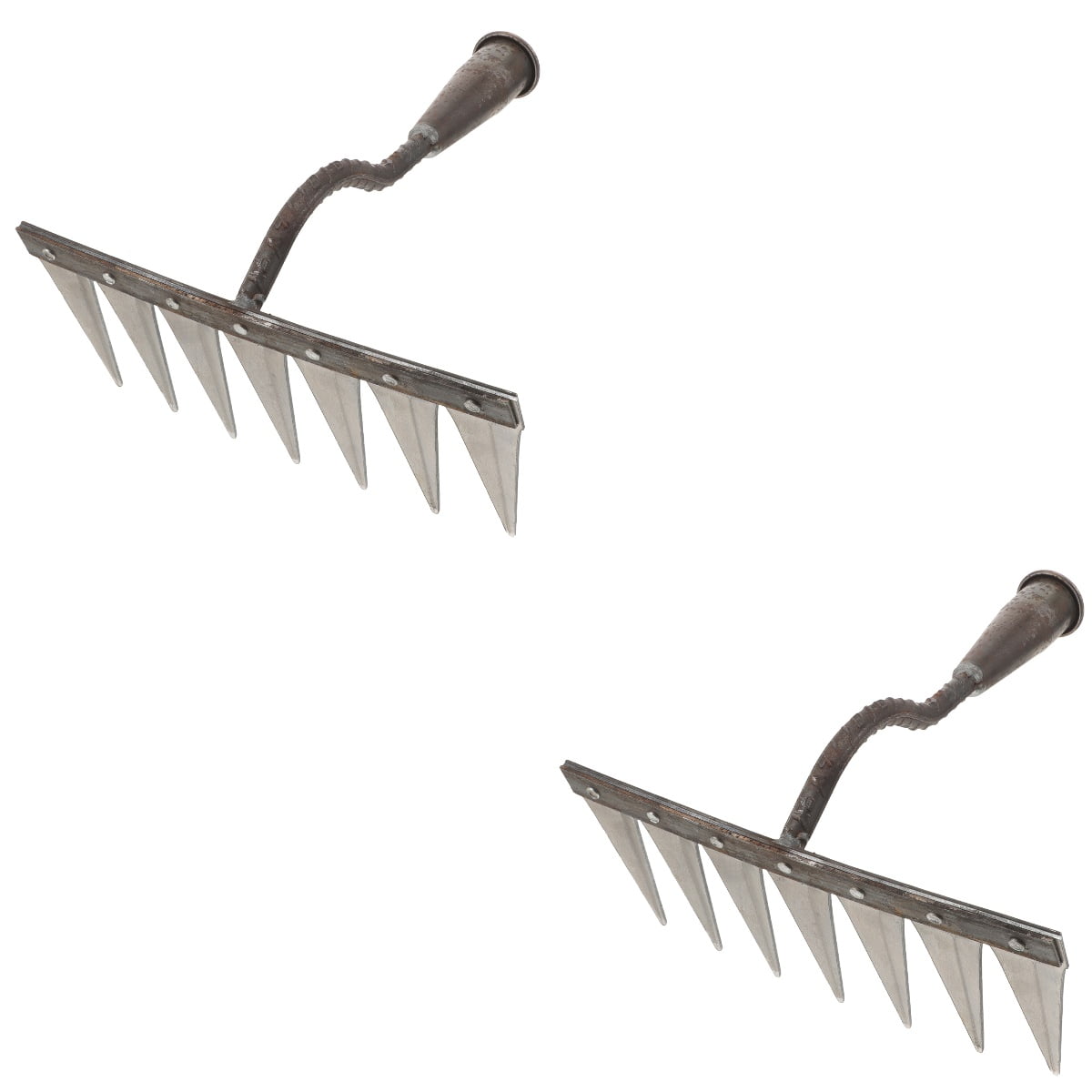 OUNONA 2pcs Garden Hand Rake Gardening Leaf Rake Metal Rake Portable ...