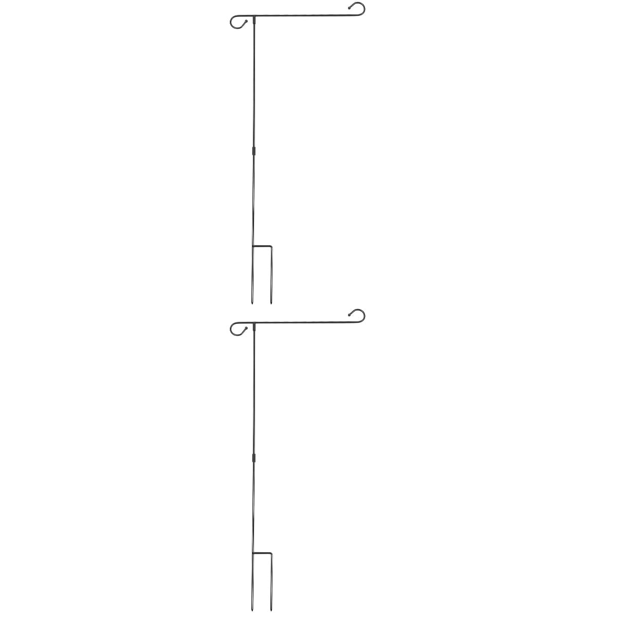 OUNONA 2pcs Garden Iron Flag Pole Outdoor Yard Flags Stand Holder ...