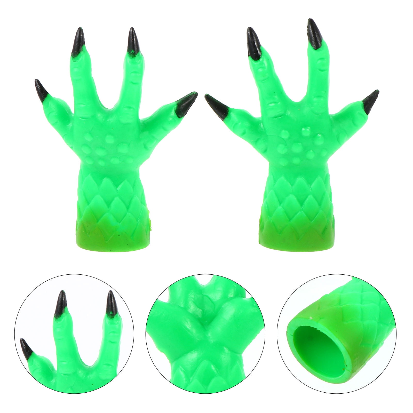 OUNONA 2pcs Green Finger Puppets Realistic Bugbear Hand Puppet Toys ...