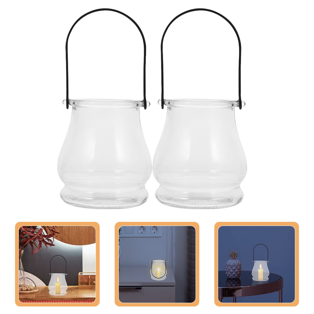OUNONA 2pcs Hanging Clear Tea Lights Candle Holder Fillable Glass ...