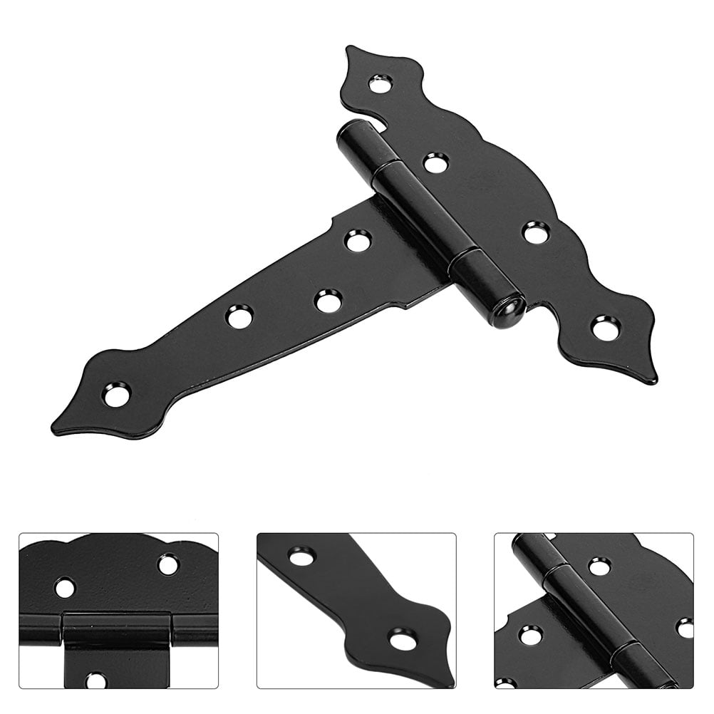 OUNONA 2pcs Heavy Duty Iron Gate Hinges for Wooden Doors Black Coated T ...