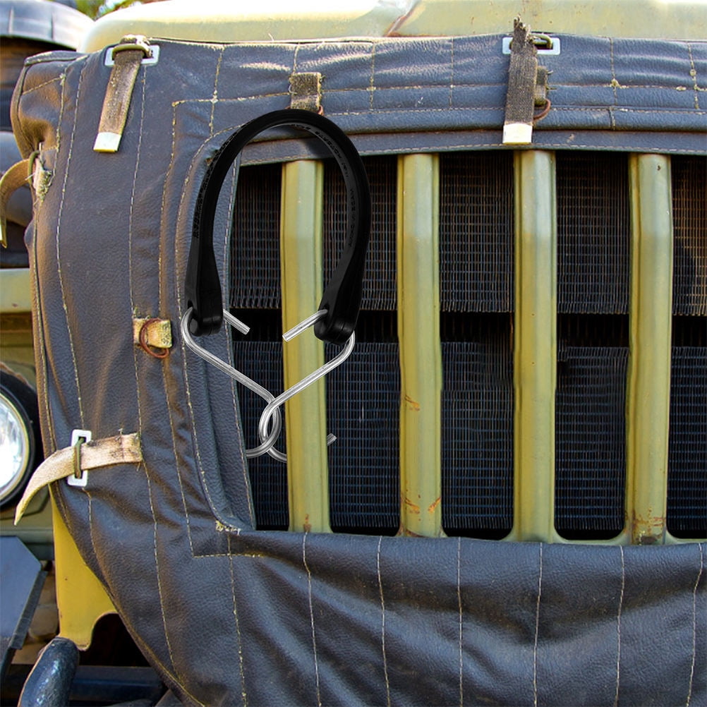 OUNONA 2pcs Heavy Duty Rubber Tarp Straps with Hooks Short Bungee Cords ...