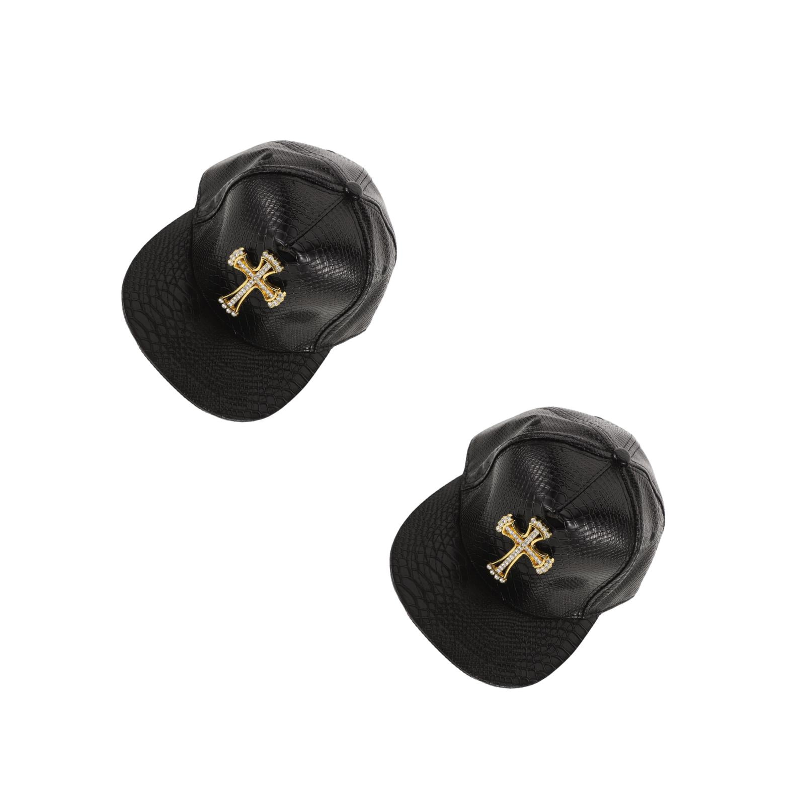 OUNONA 2pcs Hip Hop Hat Flat-Brimmed Rock Cap Eye-Catching Headwear ...