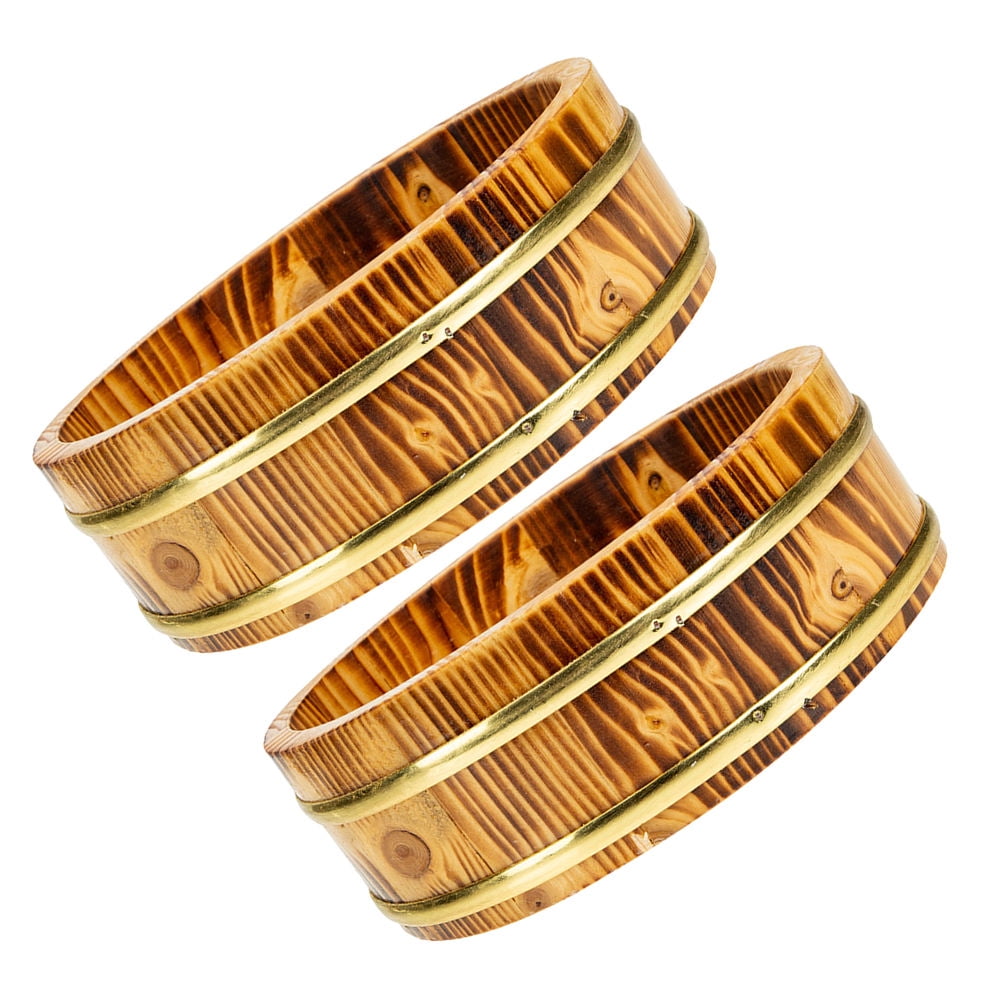 OUNONA 2pcs Japanese Wooden Sushi Rice Bucket for Outdoor Camping ...