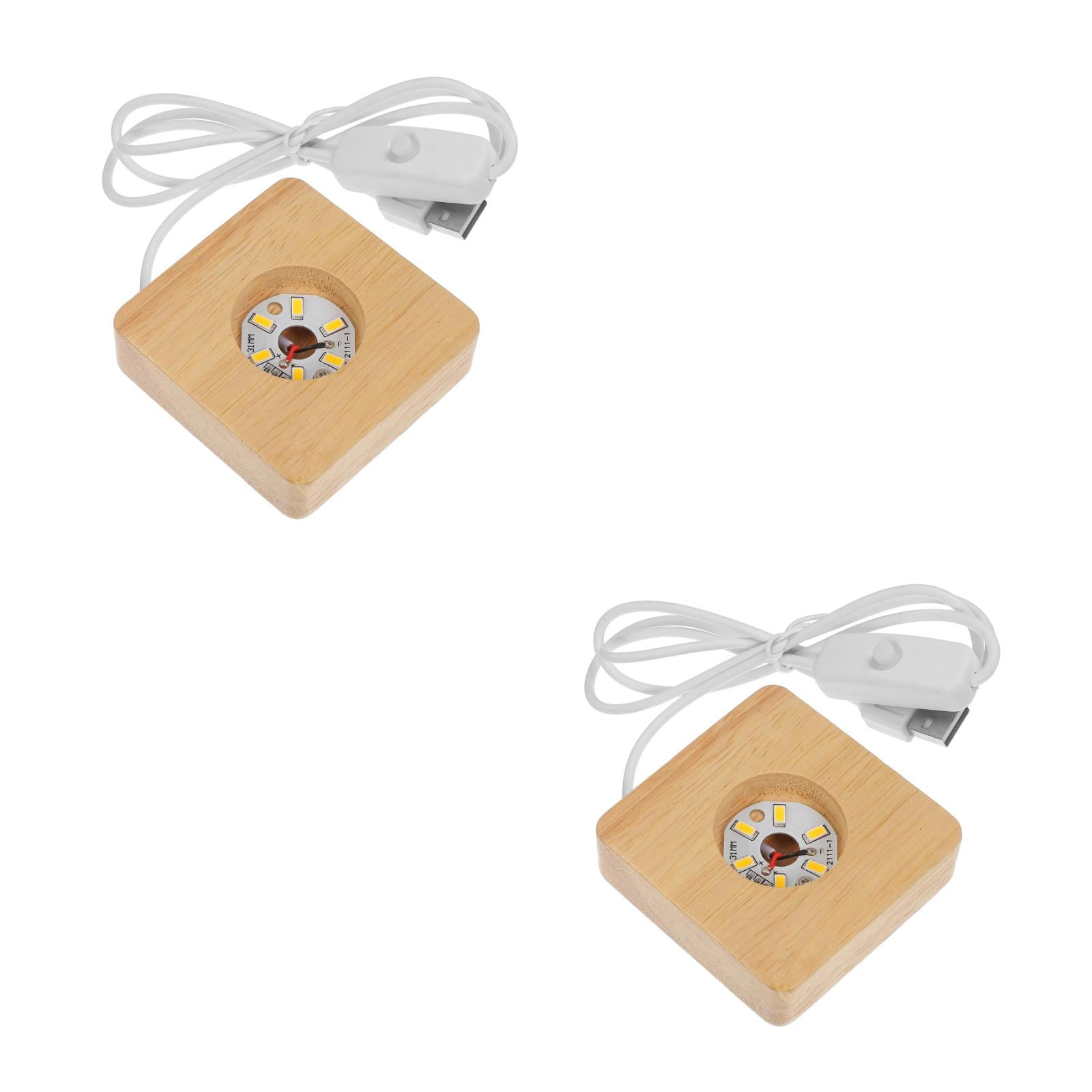 OUNONA 2pcs Luminous Wooden Base Lighted Display Stand For Crystal Ball ...