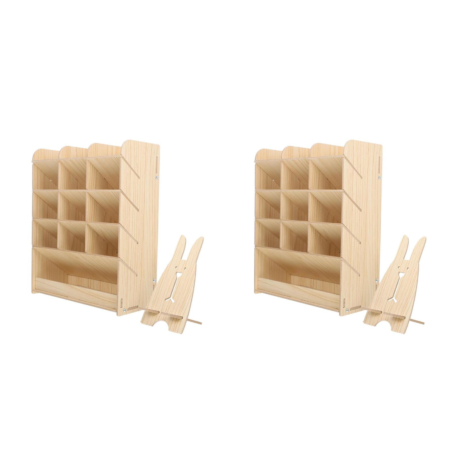 OUNONA 2pcs Marker Organizer Wooden Art Supply Storage Organizer Rack ...
