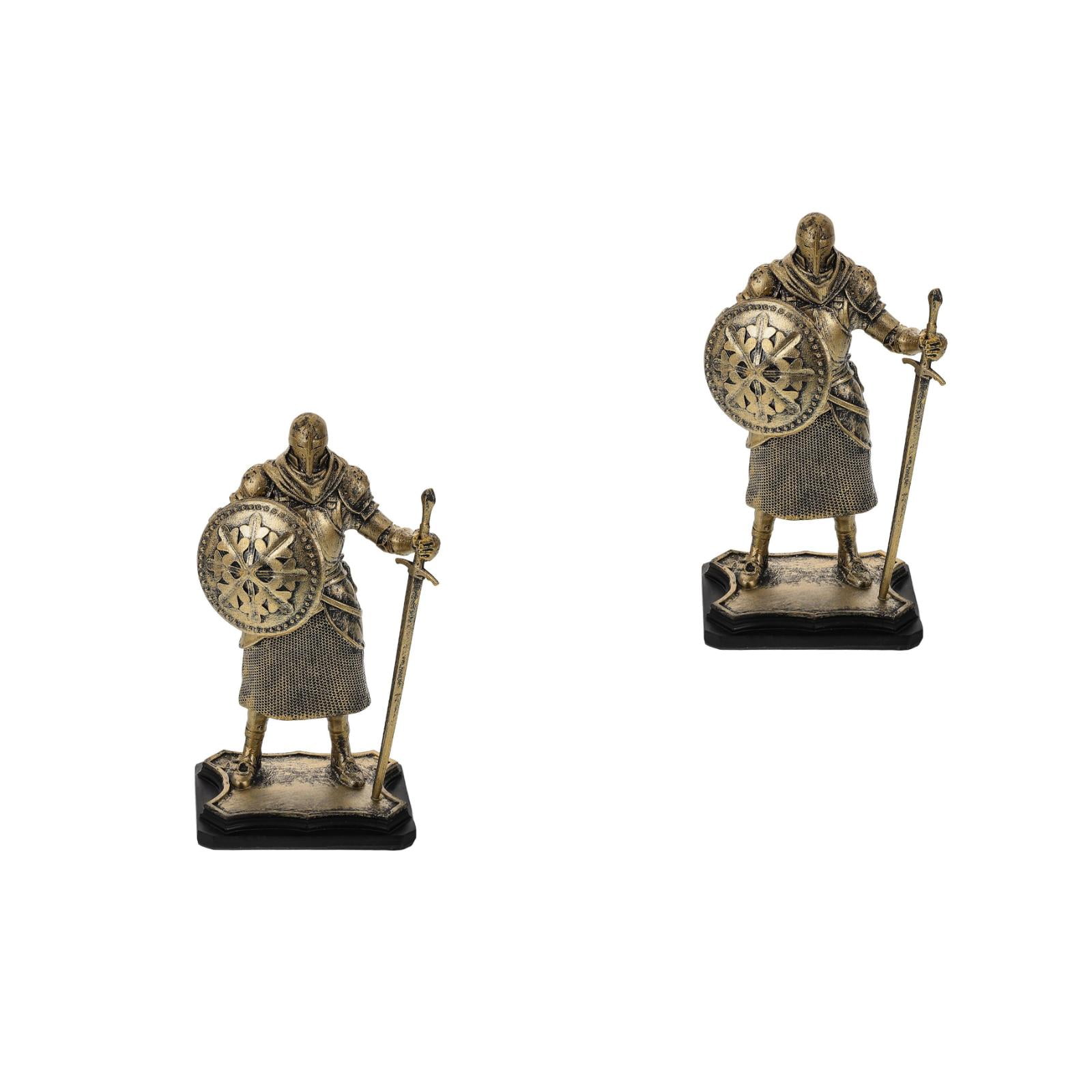 OUNONA 2pcs Medieval Knight Sculpture Vintage Soldier Figurines Statue ...