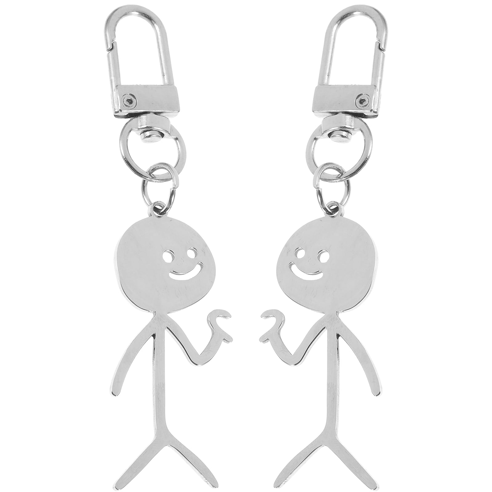 OUNONA 2pcs Metal Stickman Keychain Stainless Steel Metal Keychain ...
