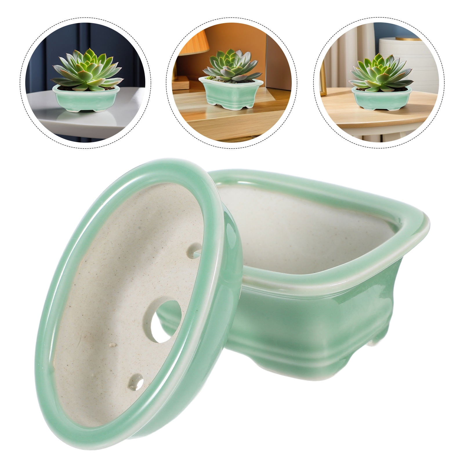 OUNONA 2pcs Mini Ceramic Planter Pots for Succulents Flower Pots for ...