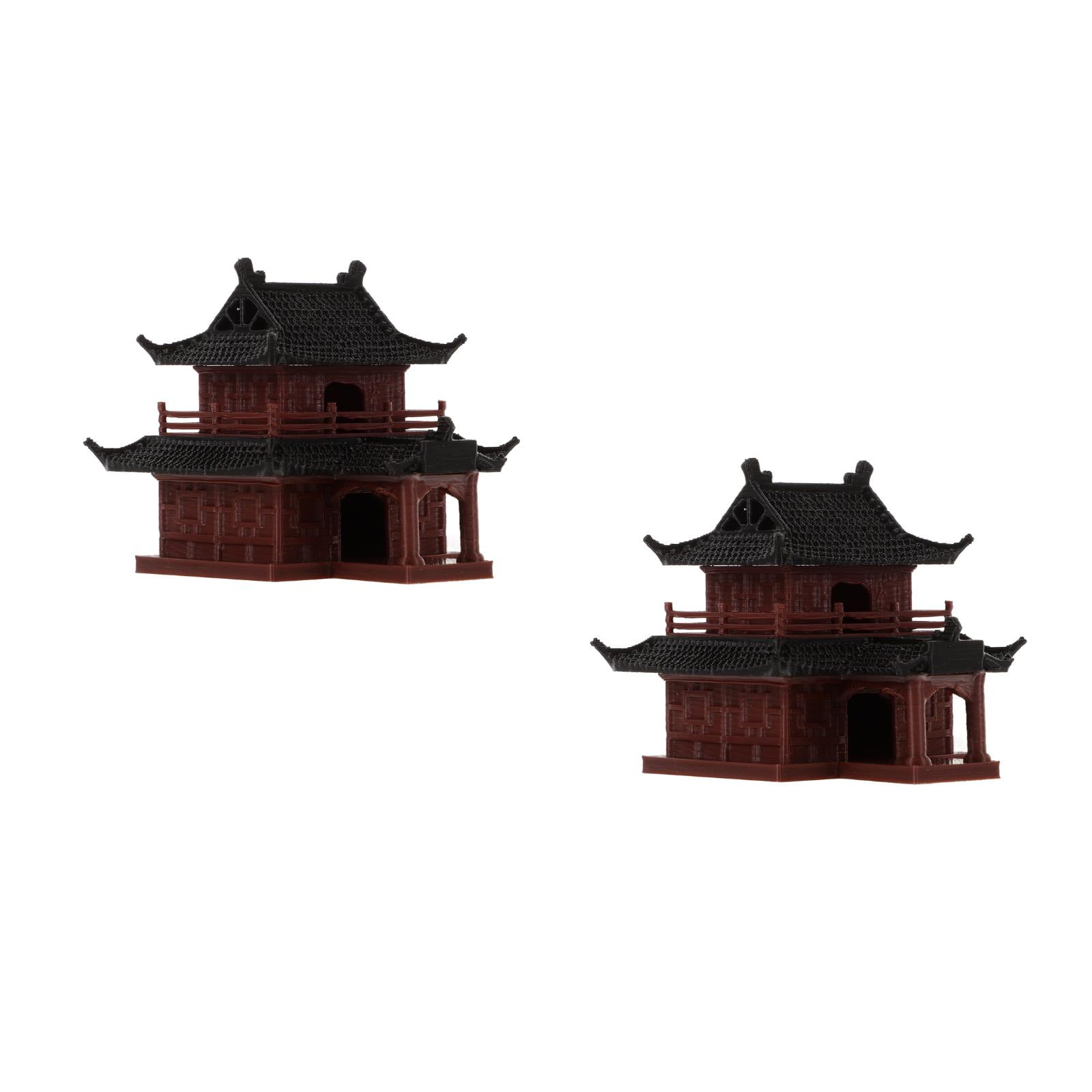 OUNONA 2pcs Mini Pagoda Statues, Miniature Japanese Garden Pavilion ...