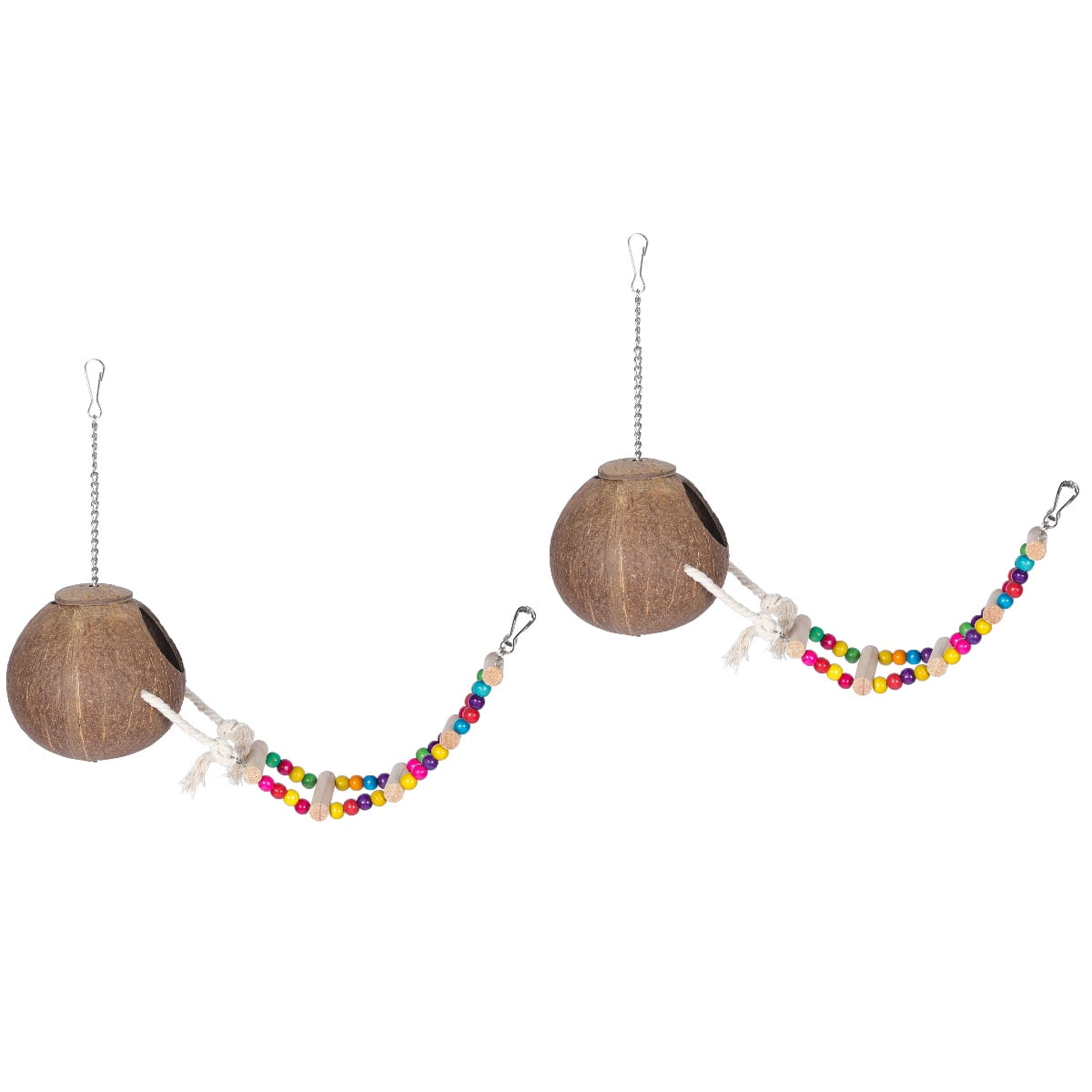 OUNONA 2pcs Natural Coconut Hide with Ladder Hanging Bird House Coconut ...
