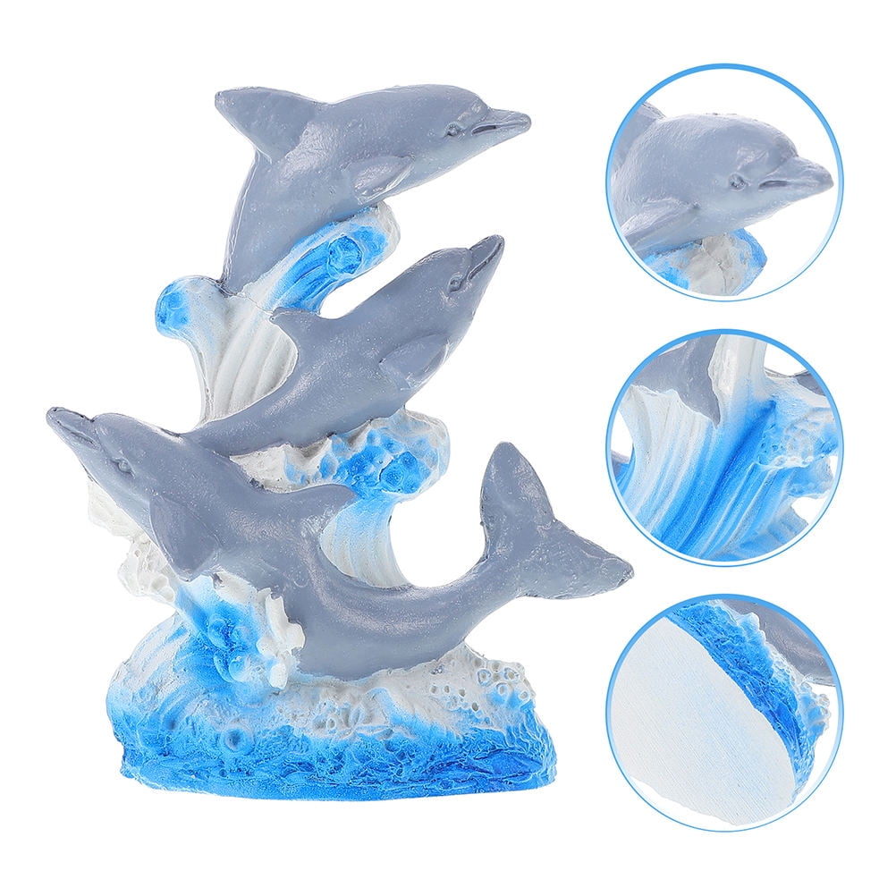 FOLOYORI Nautical Dolphin Statue Synthetic Resin 2Pcs 3.9In - Walmart.com