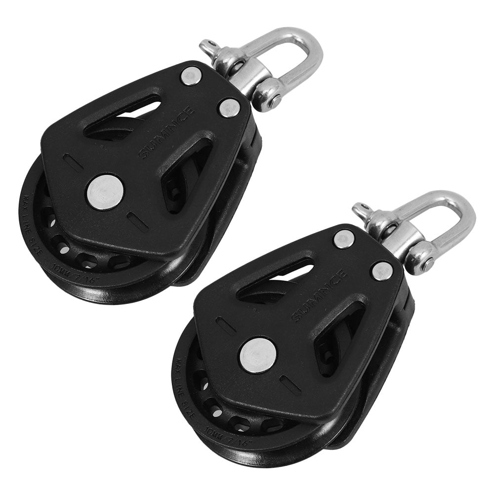 OUNONA 2pcs Nylon Stainless Steel Double Pulley Block with Swivel ...