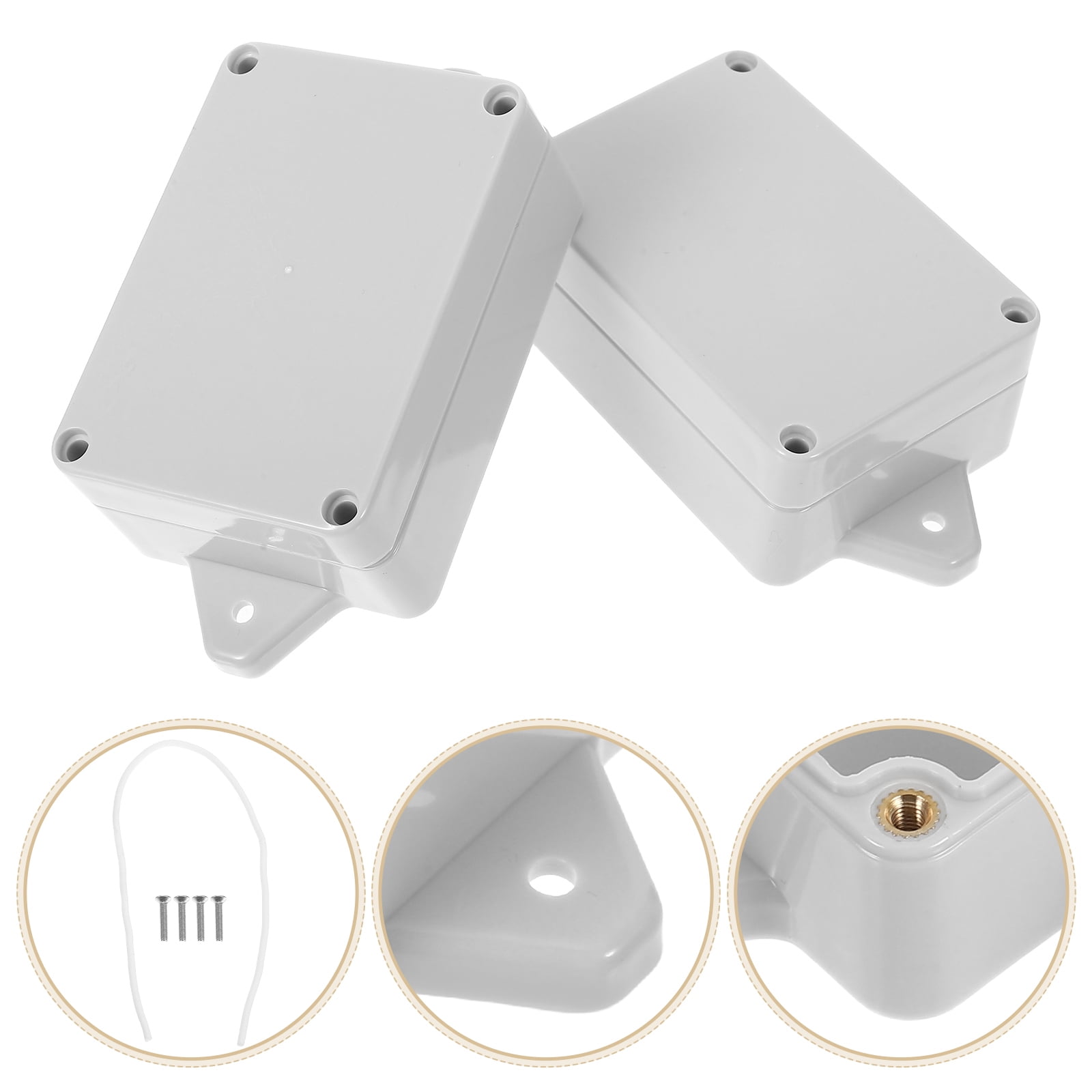 OUNONA 2pcs Waterproof Electrical Junction Box White Plastic Power Box ...