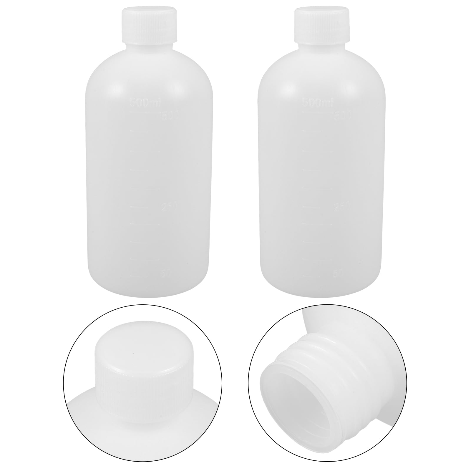 OUNONA 2pcs Plastic Graduated Reagent Bottles 500ml Sealing Bottles ...