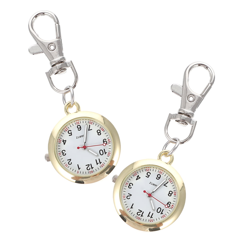 OUNONA 2pcs Quartz Pocket Watch With Key Buckle Round Pocket Watch ...